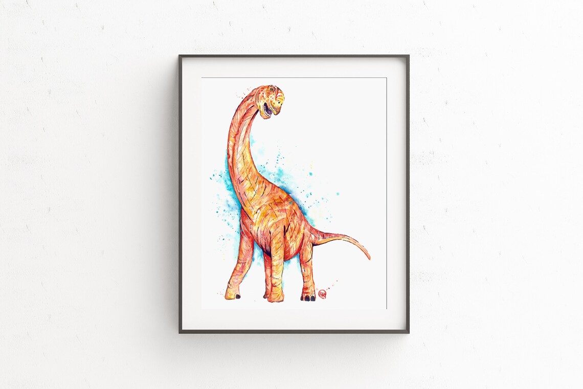 Dinosaur Art Brontosaurus Dinosaur Nursery Dinosaur Decor - Etsy