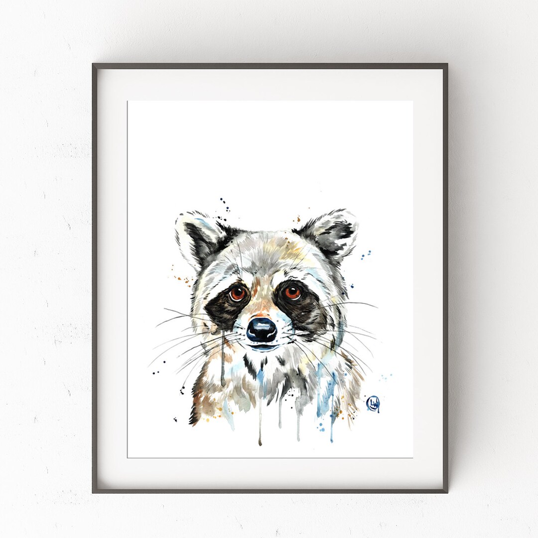 Raccoon Wall Art Woodland Nursery Decor by Whitehouse Art - Etsy