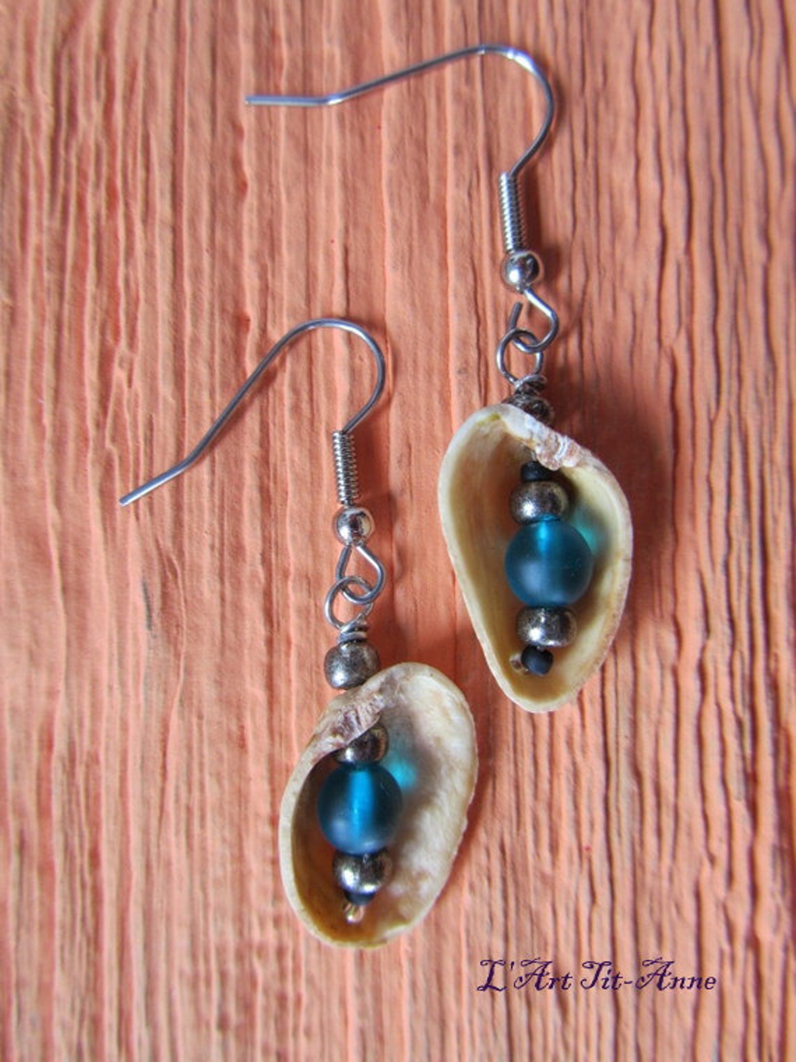 Earrings Made With Pistachio Shells and Glass Beads - Etsy