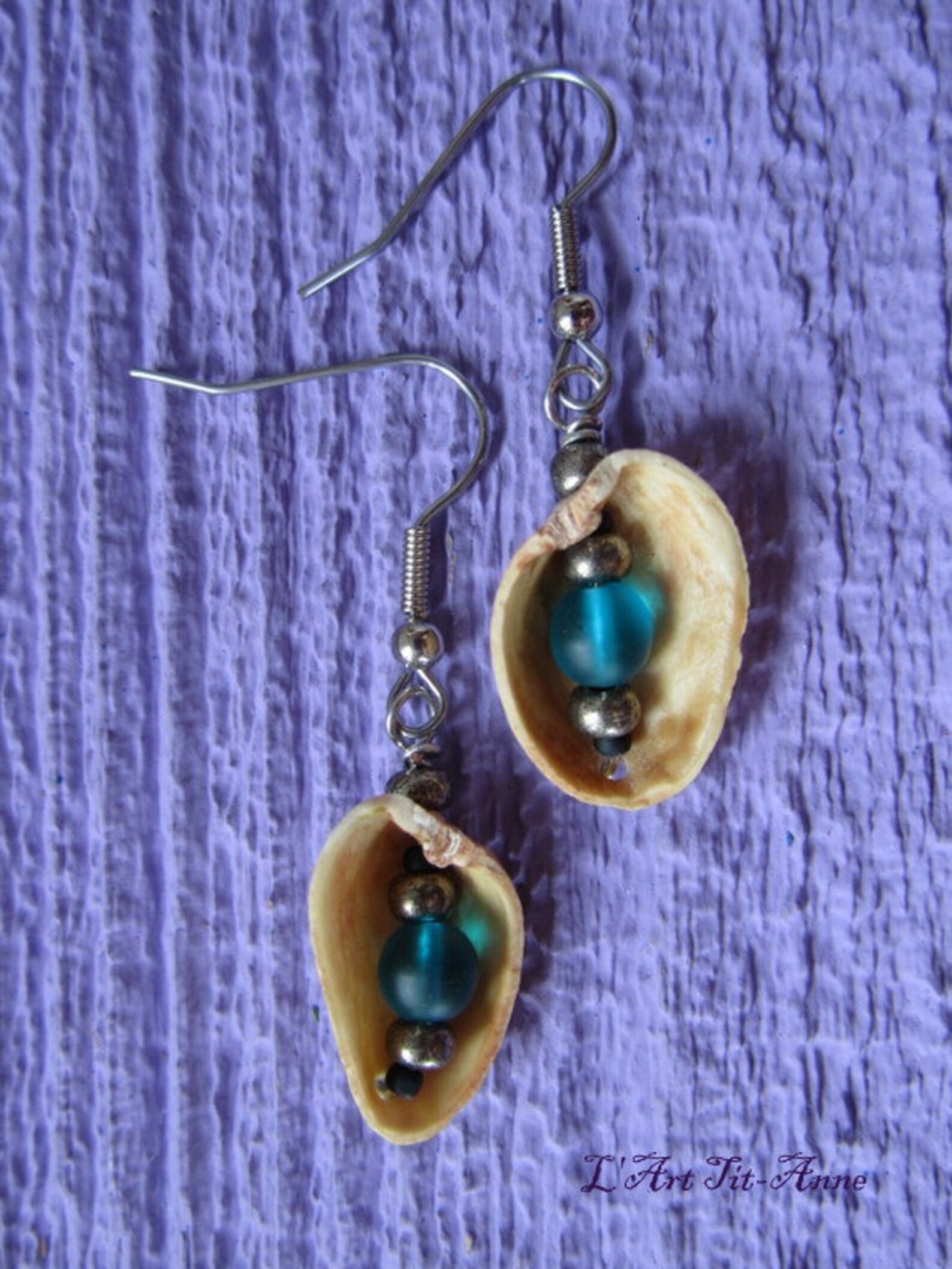 Earrings Made With Pistachio Shells and Glass Beads - Etsy
