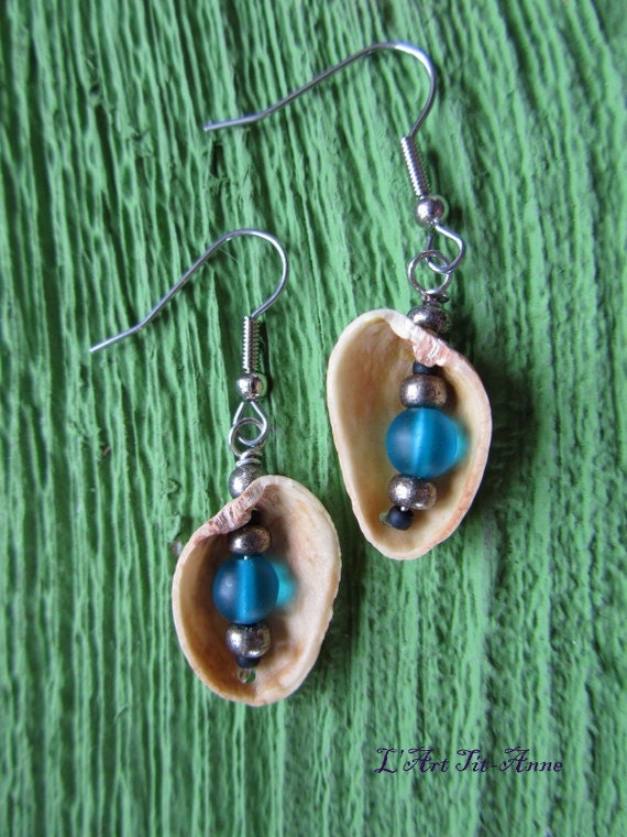 Earrings Made With Pistachio Shells and Glass Beads - Etsy