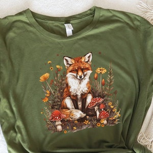 Comfort Colors Fox T-shirt Botanical Vintage Style Tee Boho Tee ...