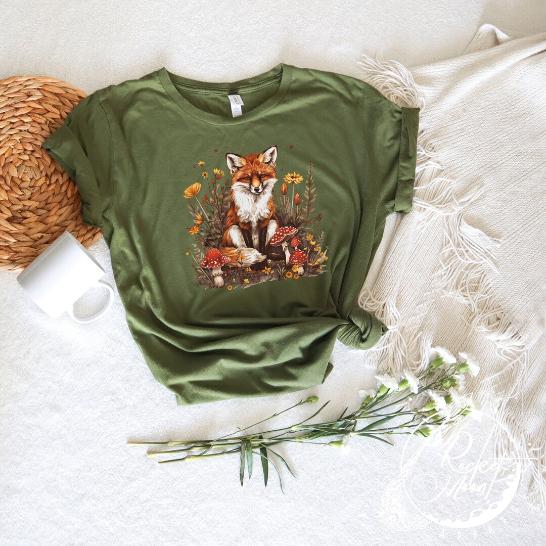 Comfort Colors Fox T-shirt Botanical Vintage Style Tee Boho Tee ...
