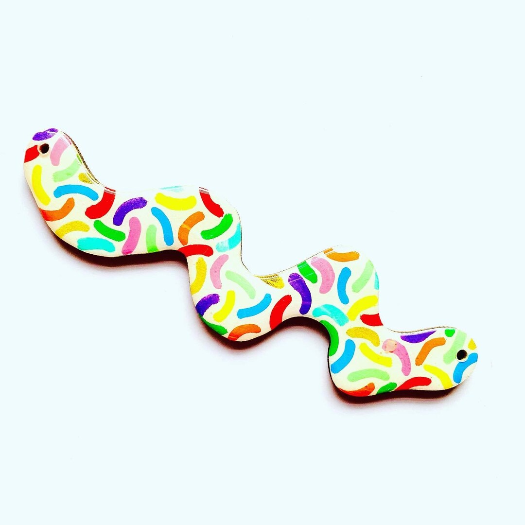 White Rainbow Squiggle Statement Necklace - Etsy