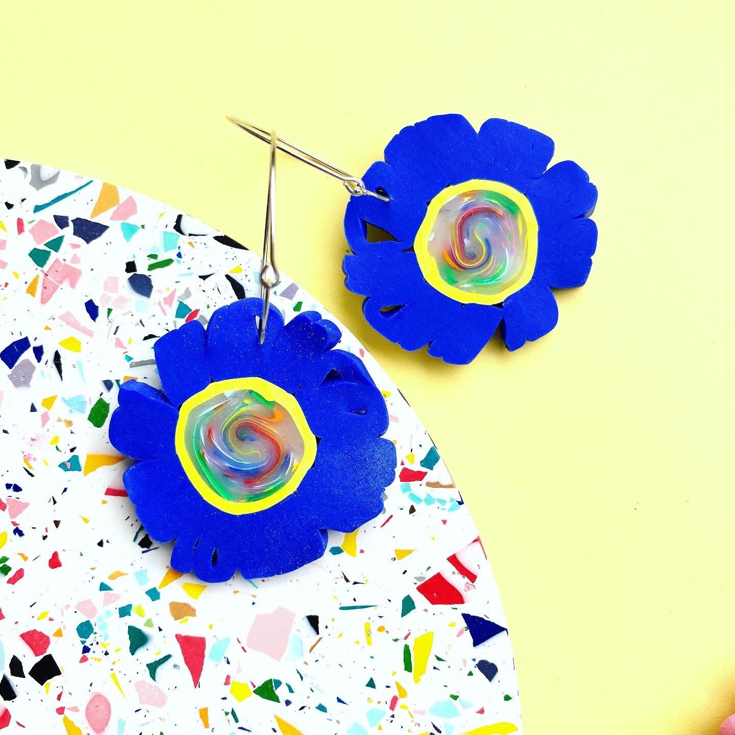 Colourful Bold Statement Pattern Flower Earrings - Etsy UK