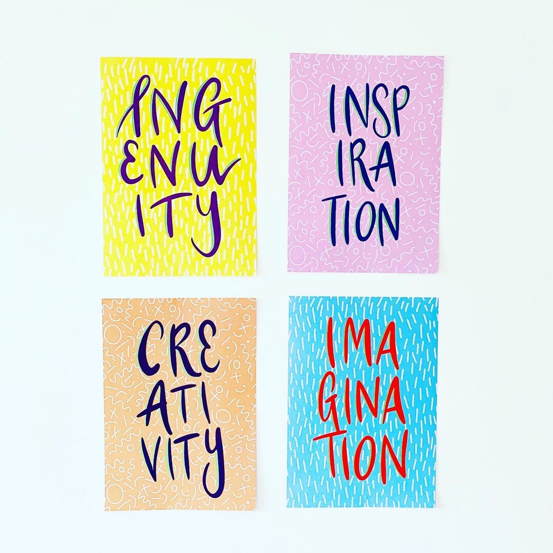 Colourful Lettering Word Art A4 Prints - Etsy