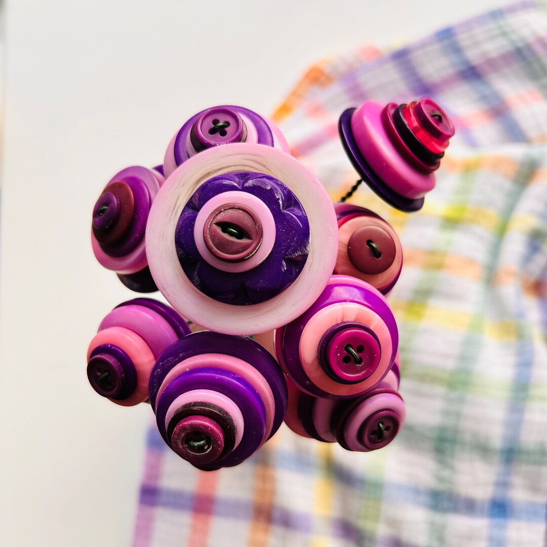 Colourful Button Flowers Bouquet Flower Alternative - Etsy