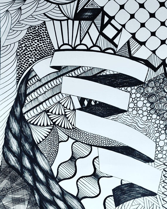 Unique Hand Drawn Customised Art Print in Black and White. | Etsy