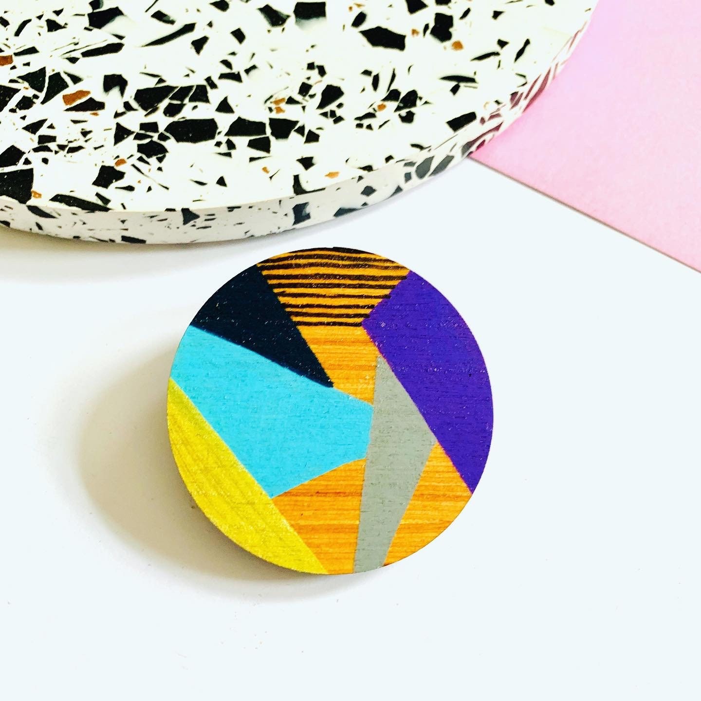 Geometric Statement Wooden Brooch - Etsy UK