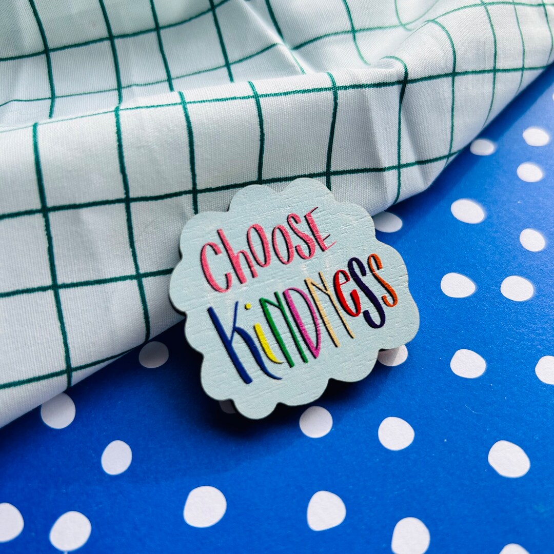 Bright Colourful Kindness Pin Made From Sustainable Plywood - Etsy