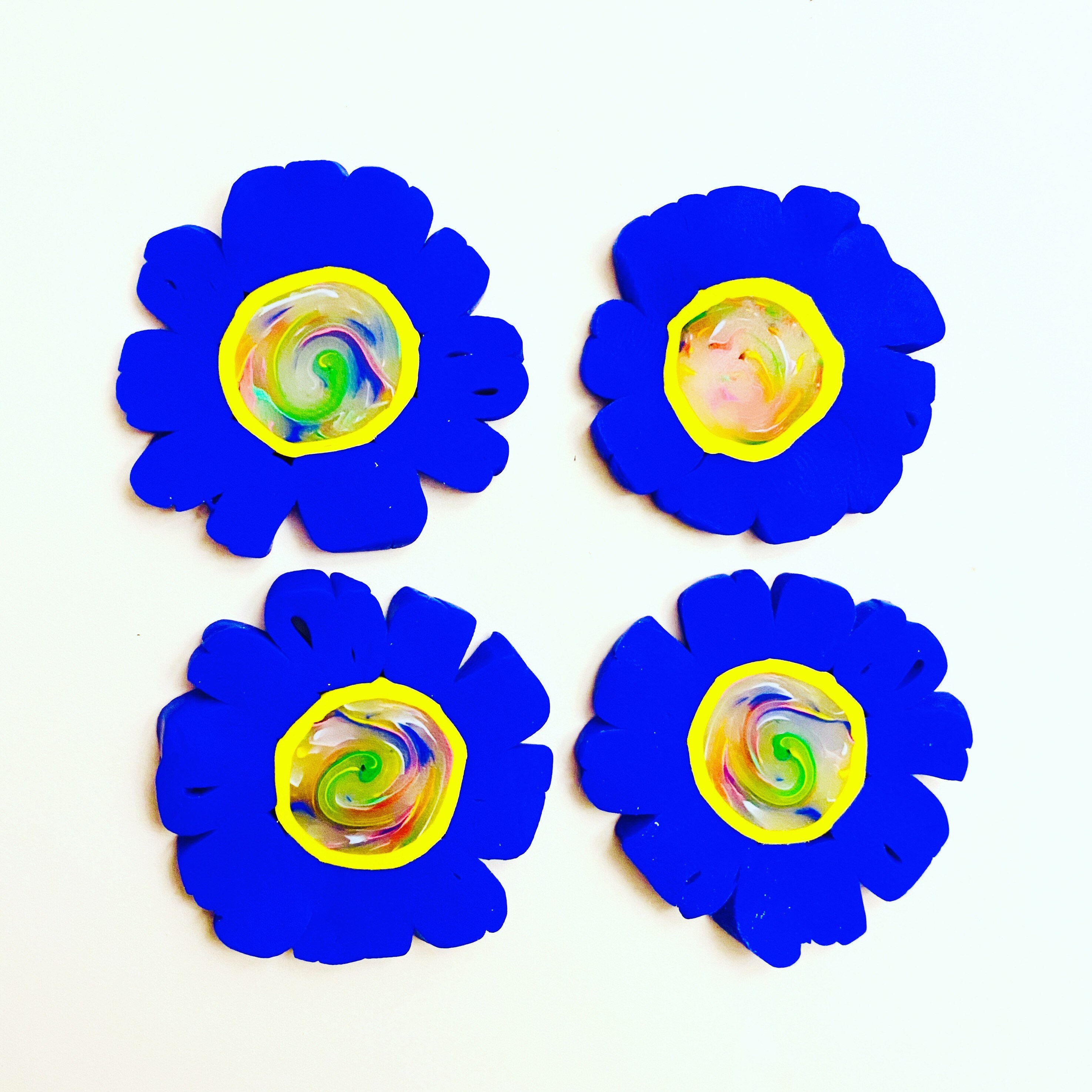 Colourful Bold Statement Pattern Flower Earrings - Etsy UK