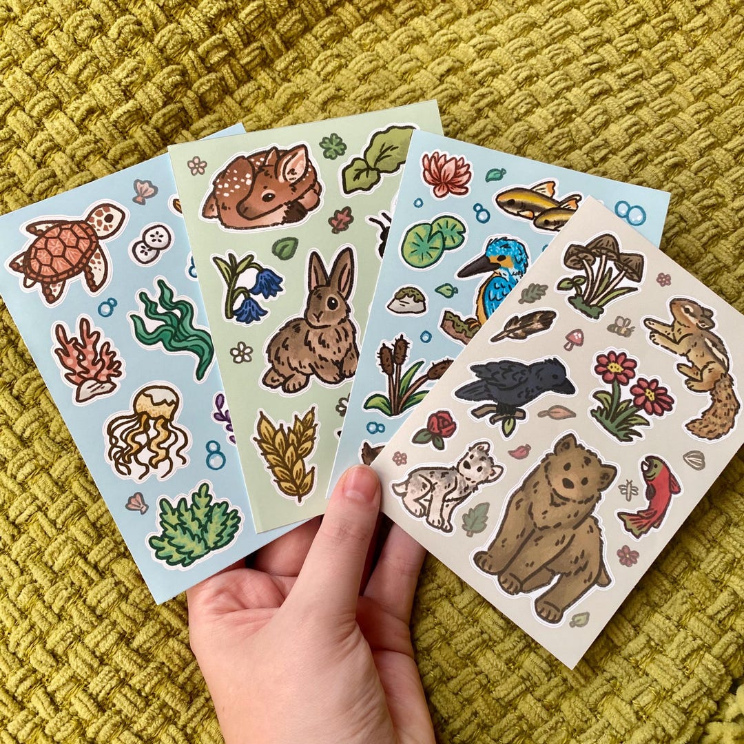 Animal Habitat Illustrations and Sticker Sheets - Etsy