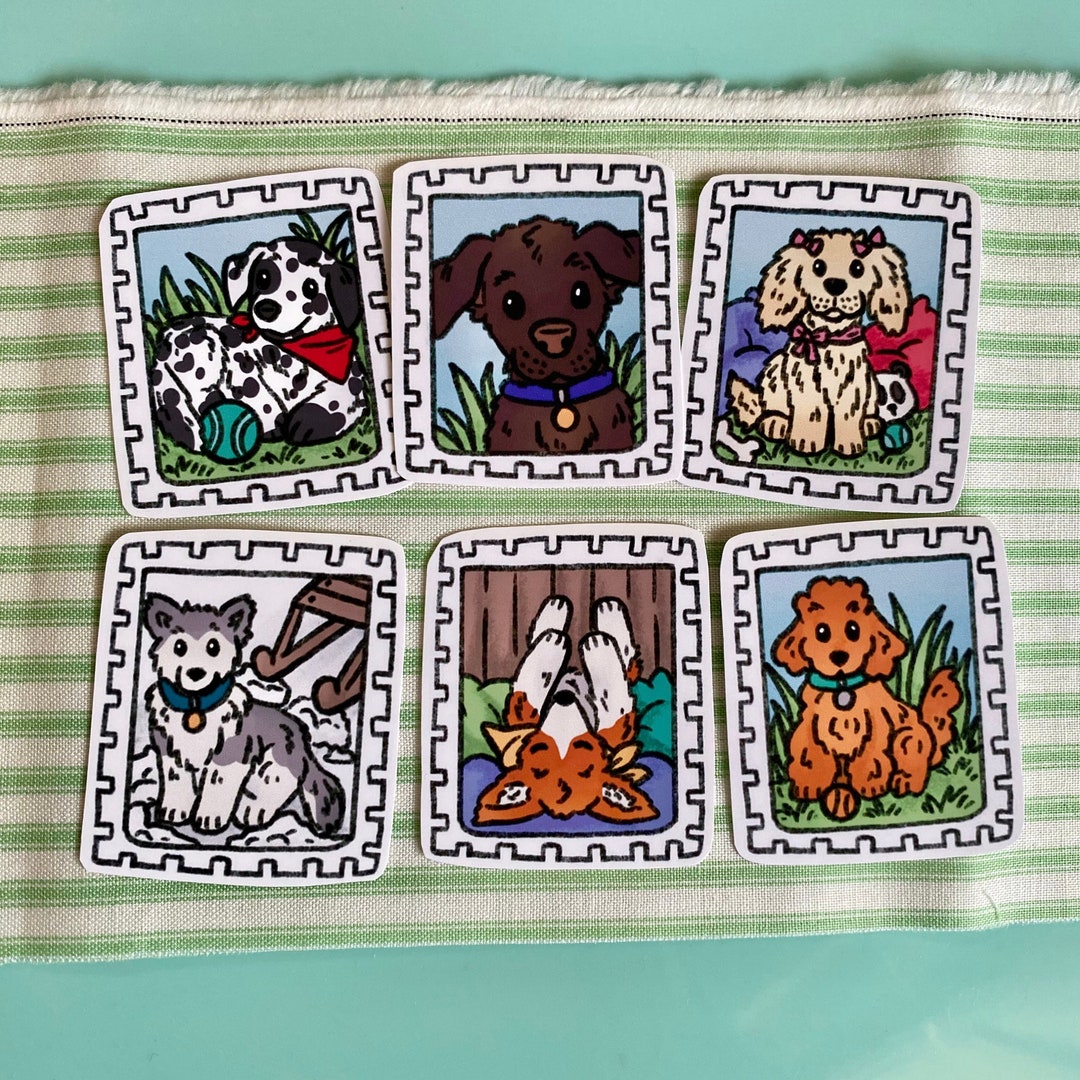 Preppy Puppy Sticker Set Dalmatian, Spaniel, Husky, Corgi, Labrador ...