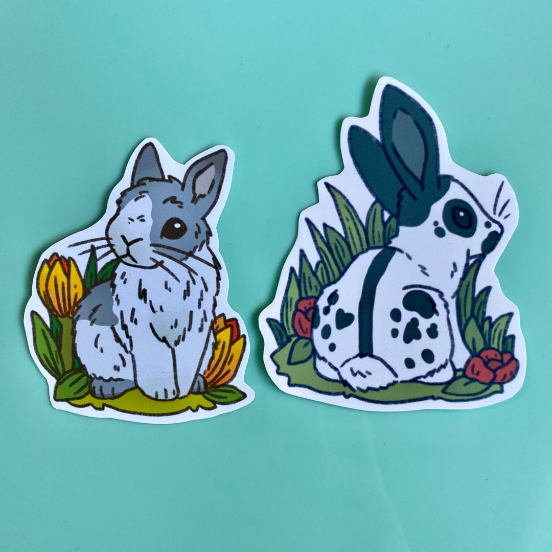 Floral Rabbit Die-cut Sticker and Art Print Collection - Netherland ...