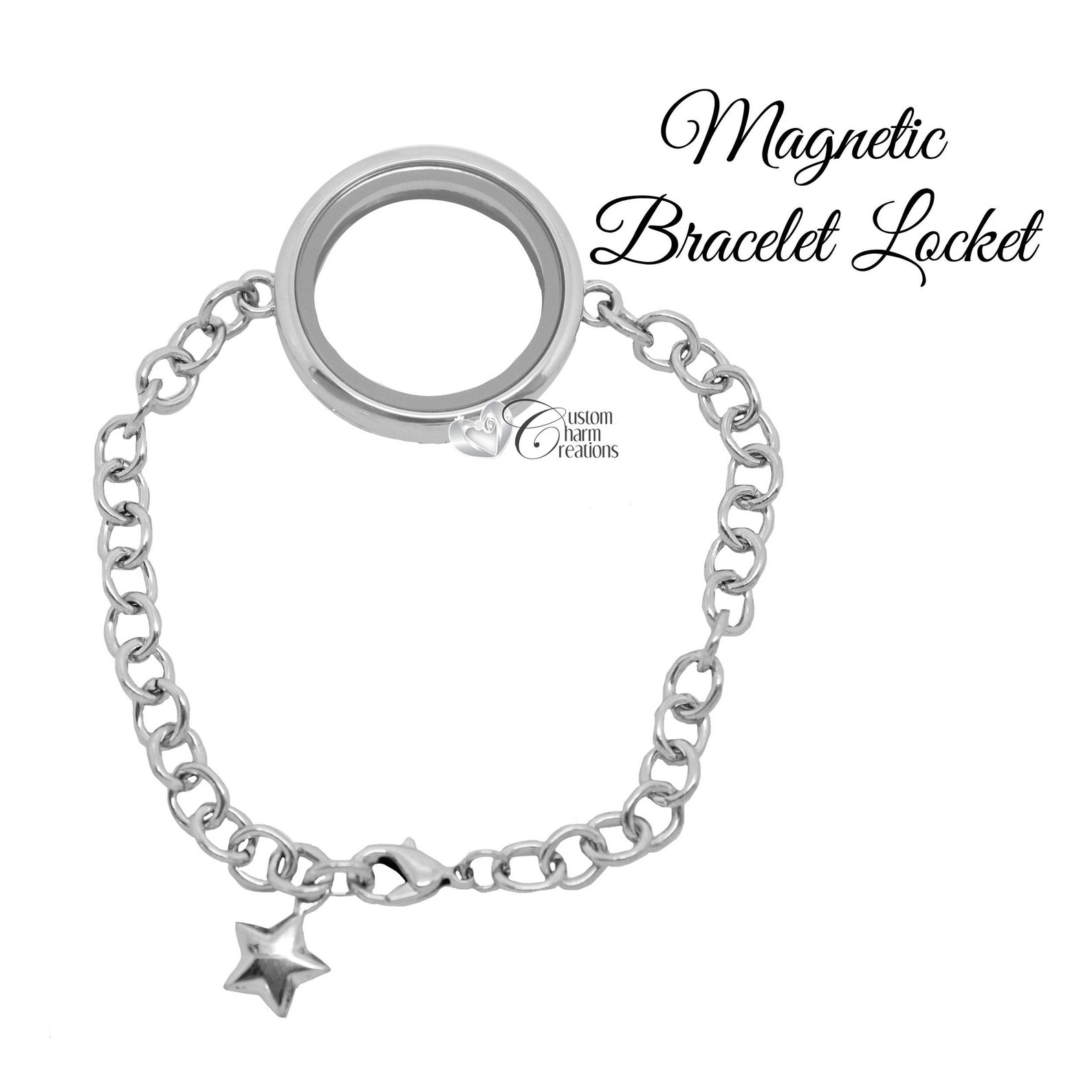 Floating Locket Bracelet Magnetic Large 30 Mm Holds | Etsy