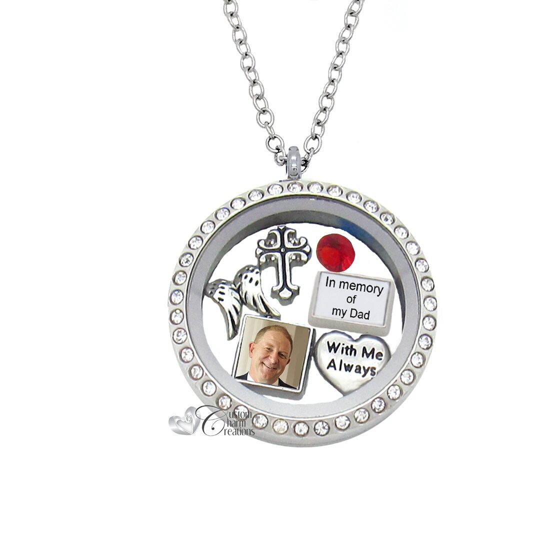 In Memory of My Dad • Memorial Floating Locket Necklace & Charm Set ...