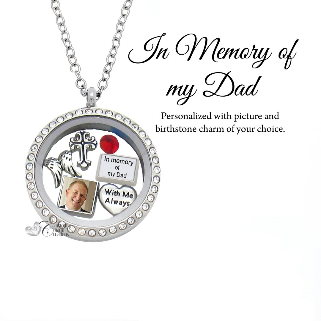 In Memory of My Dad Memorial Floating Locket Necklace & - Etsy