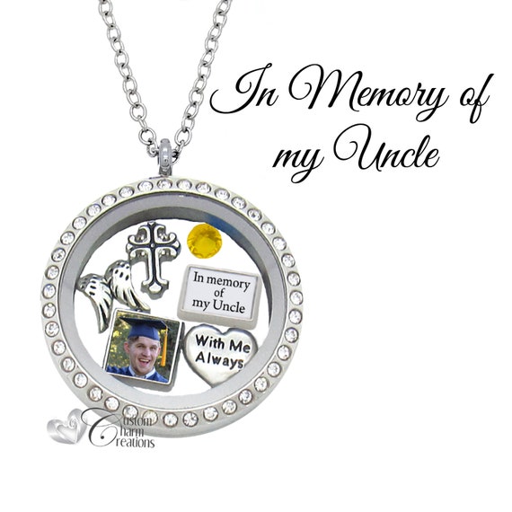 In Memory of My Uncle Memorial Floating Locket Necklace & | Etsy