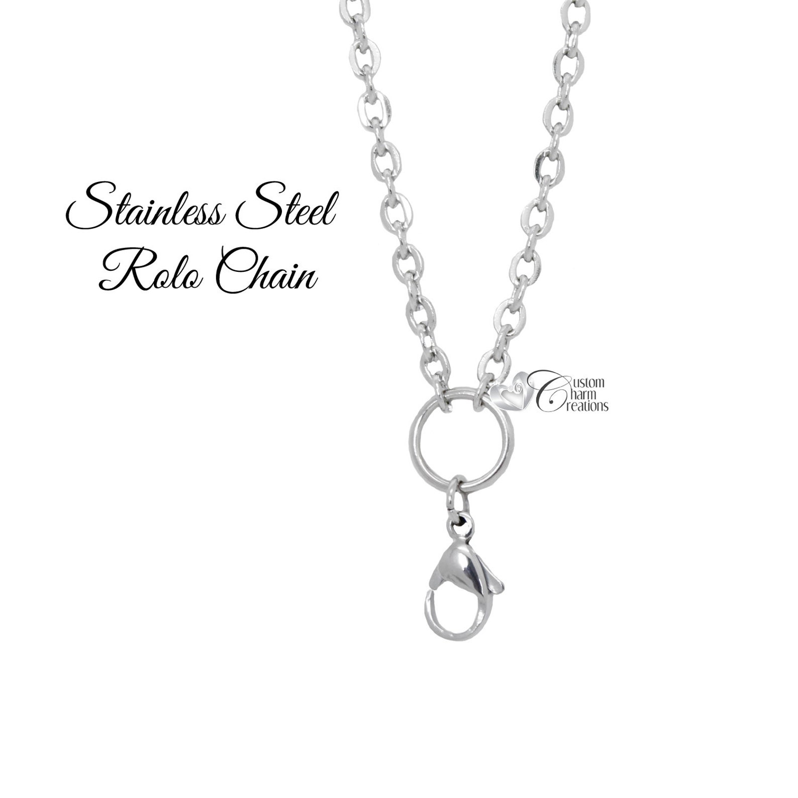 Stainless Steel Rolo Chain 3mm Links Floating Locket | Etsy