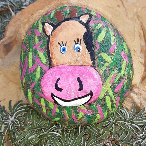 Painted Cow on Rock - Etsy