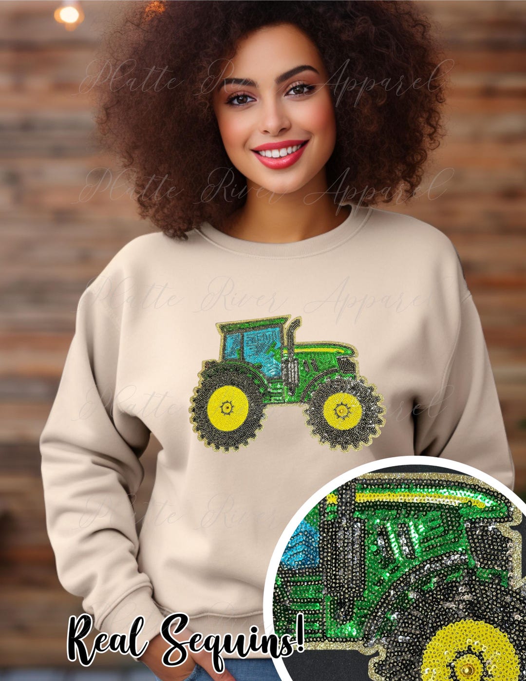 Sequin Green Tractor Sweatshirt or T-shirt, Farm Life Apparel (hoodies ...