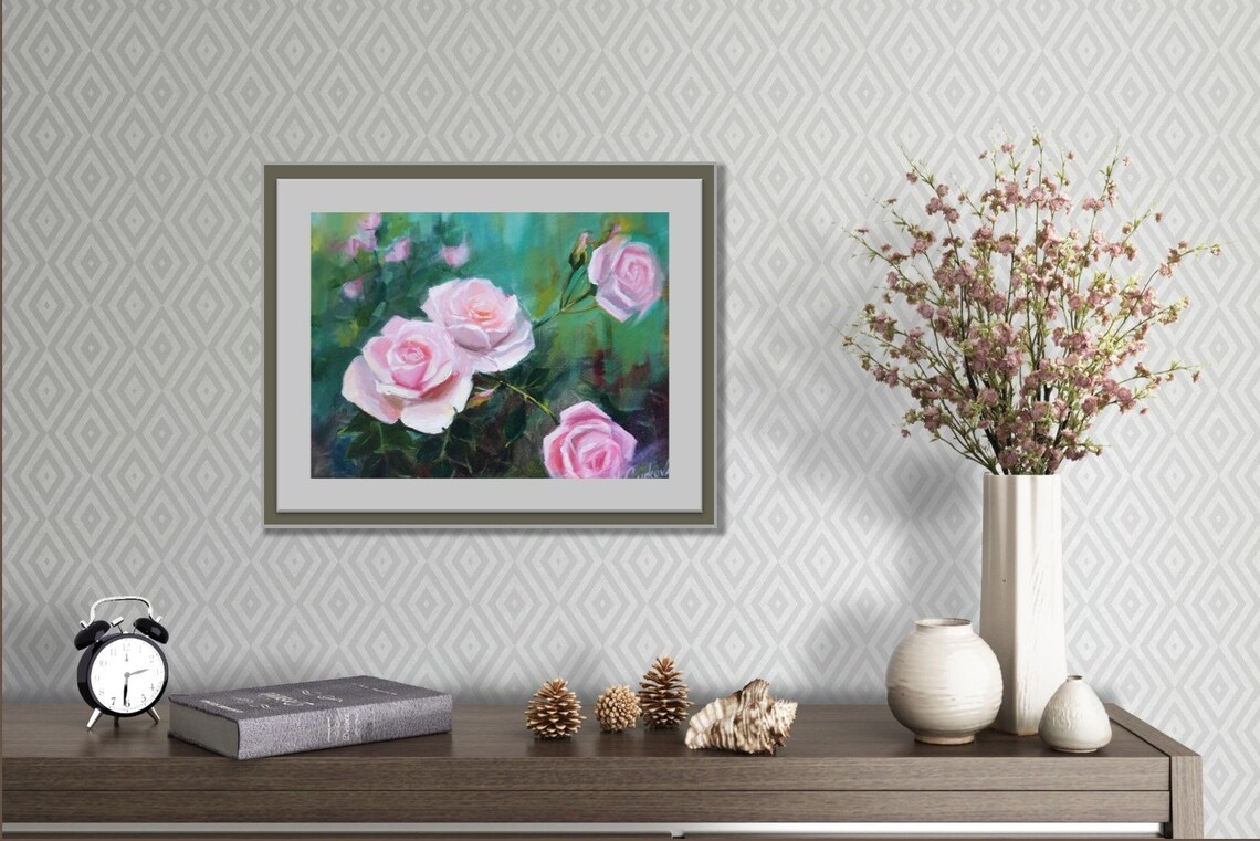Pink Rose Flower Print Garden Floral Wall Art Decor for - Etsy Canada