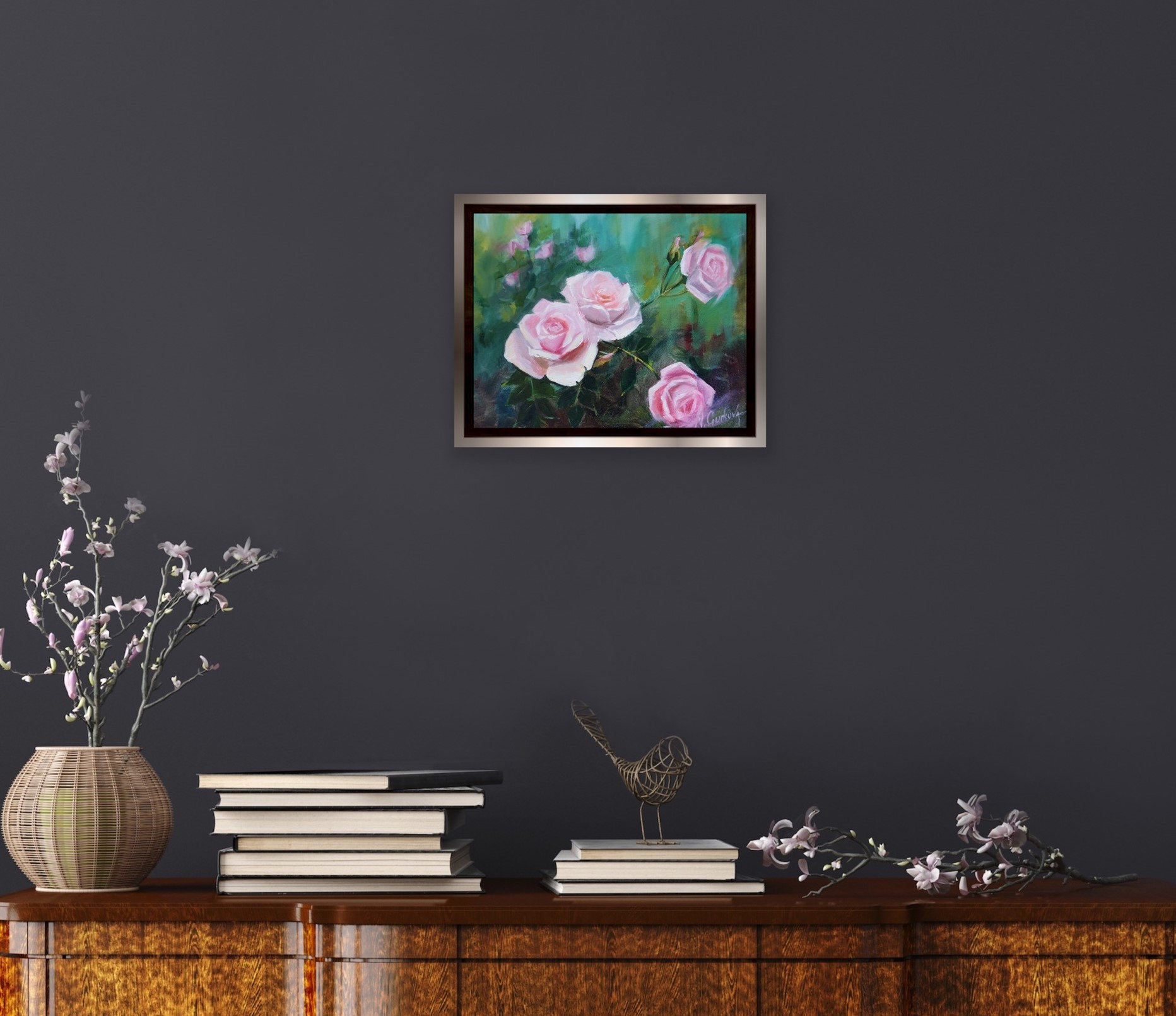 Pink rose flower print garden floral wall art decor for | Etsy