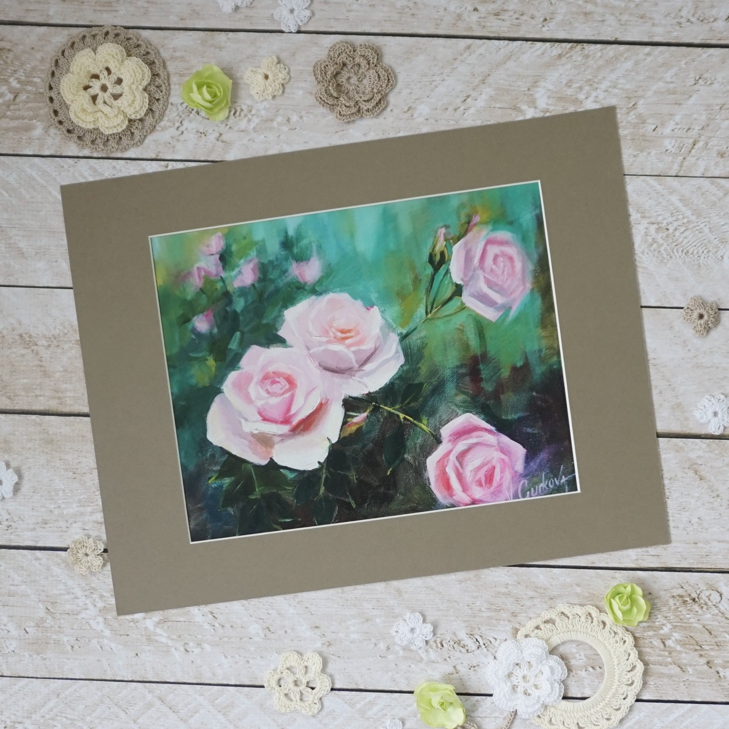 Pink rose flower print garden floral wall art decor for | Etsy