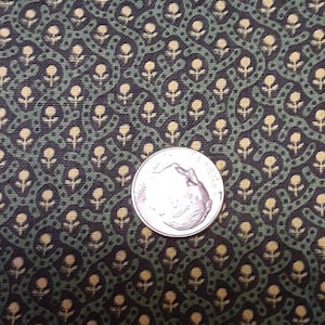 Antique 1800's Cotton Fabric Victorian Tiny Floral Calico Print A & W ...