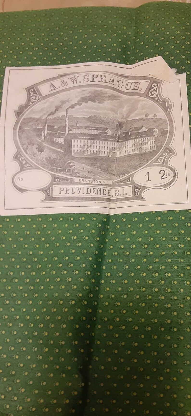 Antique 1800's Cotton Fabric Victorian Tiny Floral Calico Print A & W ...