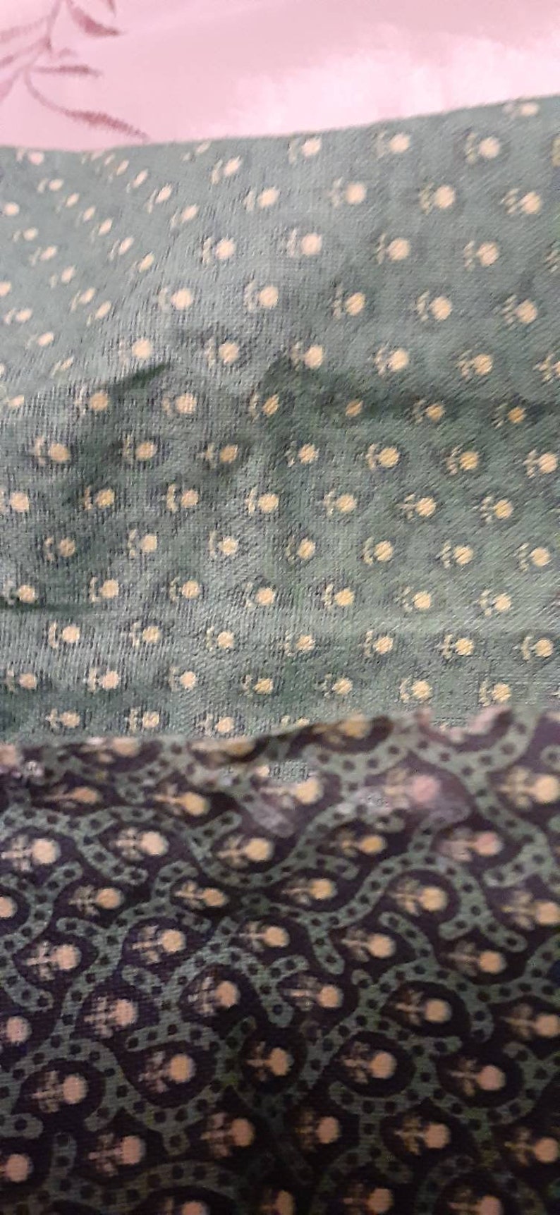 Antique 1800's Cotton Fabric Victorian Tiny Floral Calico Print A & W ...