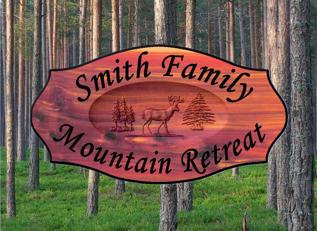 Personalized Custom 3d Relief Carved Cedar Sign - Rustic With Deer ...