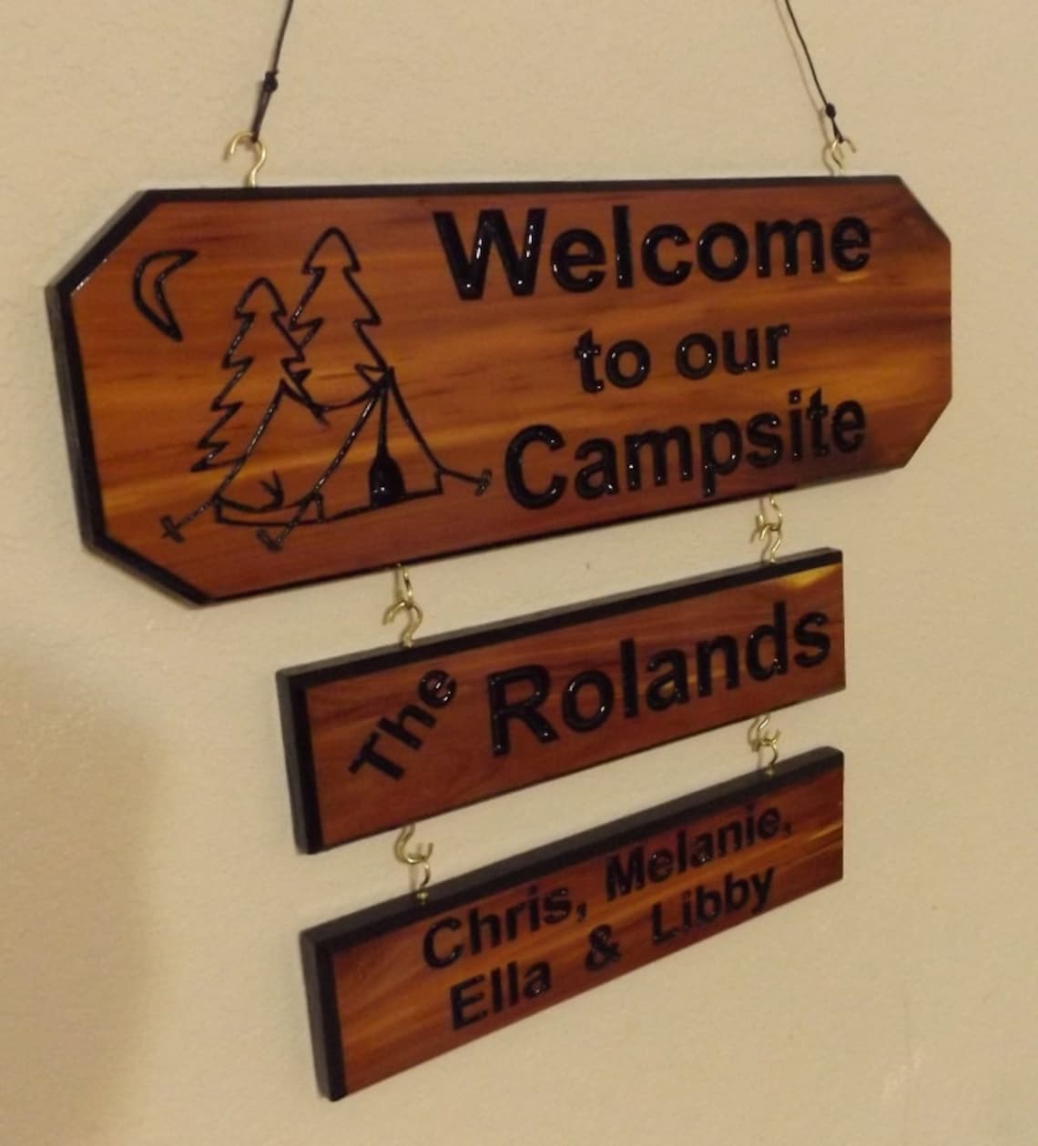 Personalized Custom Carved Camping / Cabin Cedar Wood Welcome Sign ...