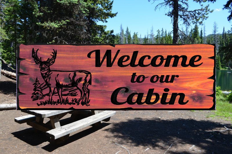 Personalized Custom Carved Cedar Wood Sign Rustic Deer | Etsy