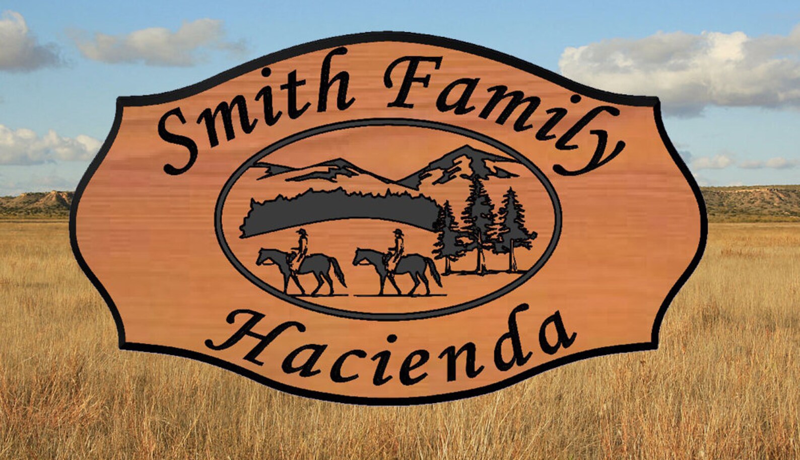 Personalized Custom Carved Cedar Sign Rustic With Cowboy Horse Scene ...