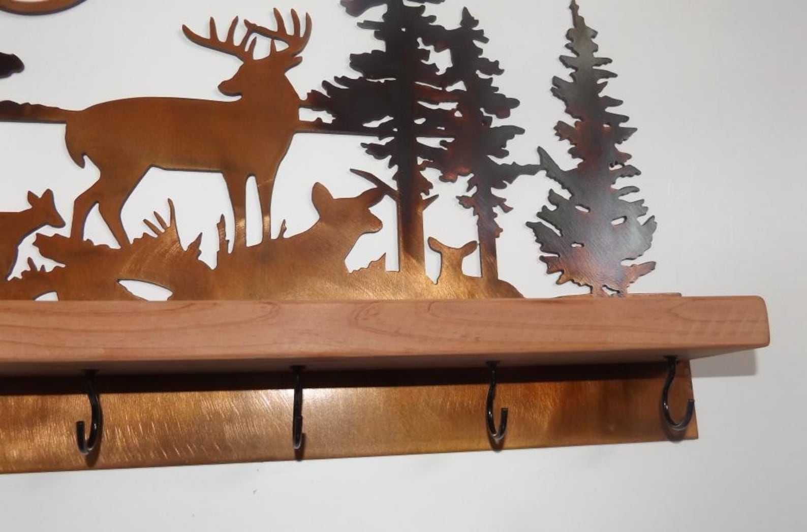Wall Mount Decorative Metal Art Key Holder Rack With Shelf & Deer ...