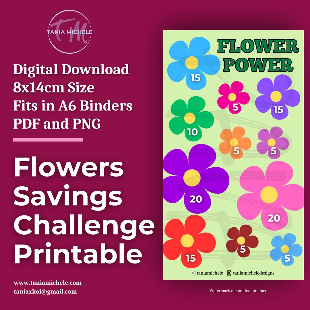 Flower Power Challenge A6 Printable | Spring Summer Floral Small ...