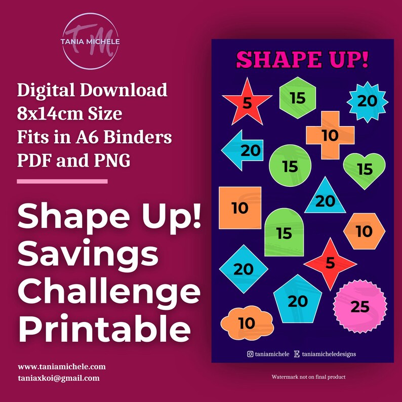 Shape Up Challenge A6 Printable Shapes Geometry Geometric Colourful PDF ...