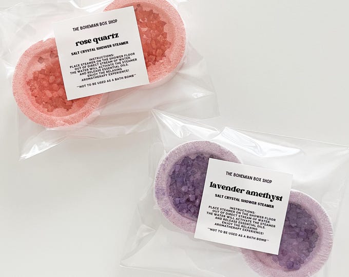 Salt Crystal Shower Steamers - Your Choice of Rose Quartz or Lavender ...