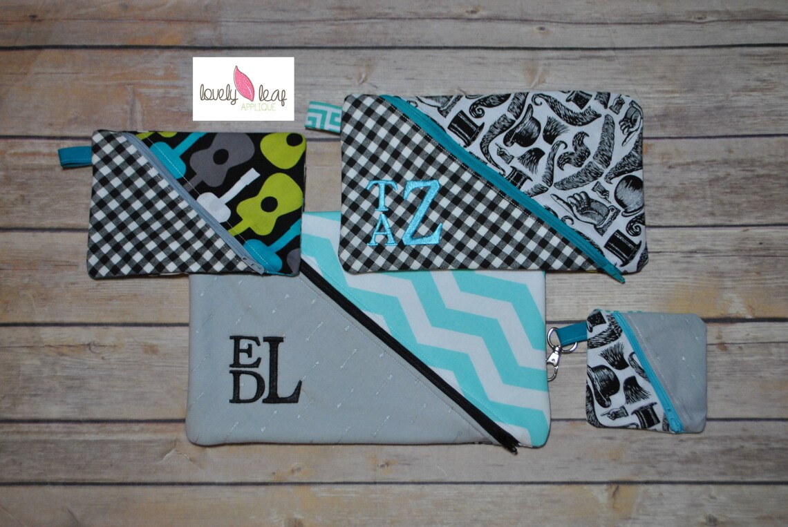 DIGITAL ITEM: ITH Diagonal Zipper Pouch Embroidery Design Set - Etsy