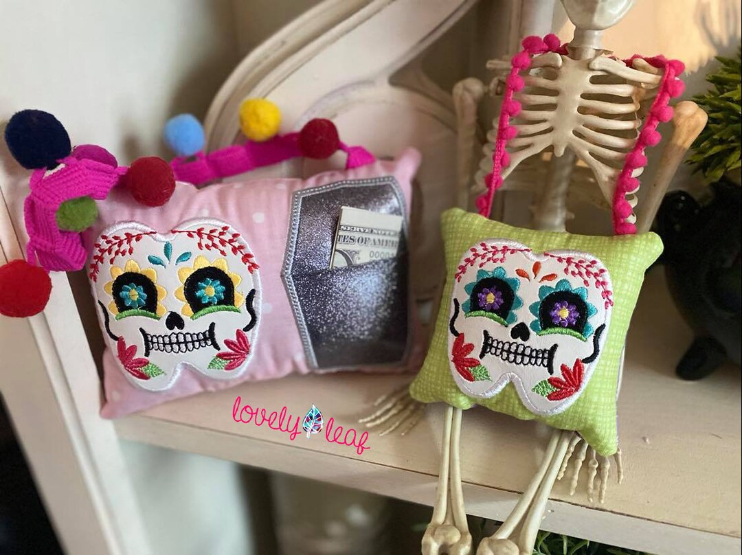 DIGITAL ITEM: Sugar Skull Tooth Fairy Pillow ITH Design 4x4 and 5x7 ...