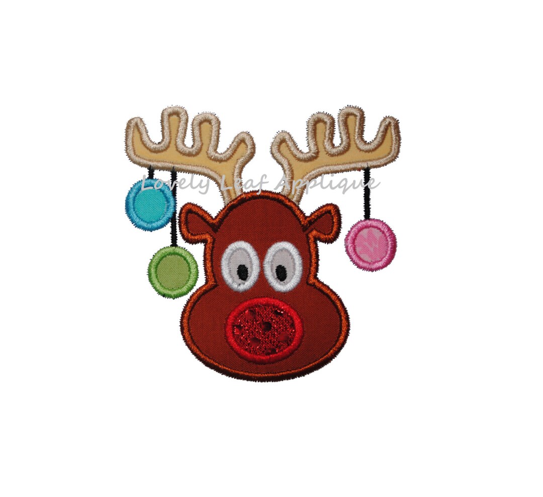 DIGITAL ITEM: Reindeer With Ornaments Applique Design 4x4 and 5x7 - Etsy
