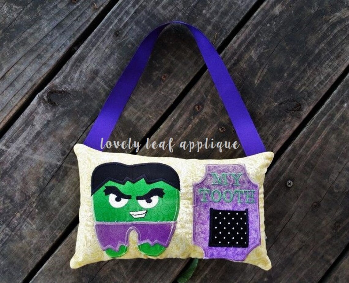 DIGITAL ITEM: 6x10 Hulk Inspired Tooth Fairy Pillow ITH Design 6x10 ...
