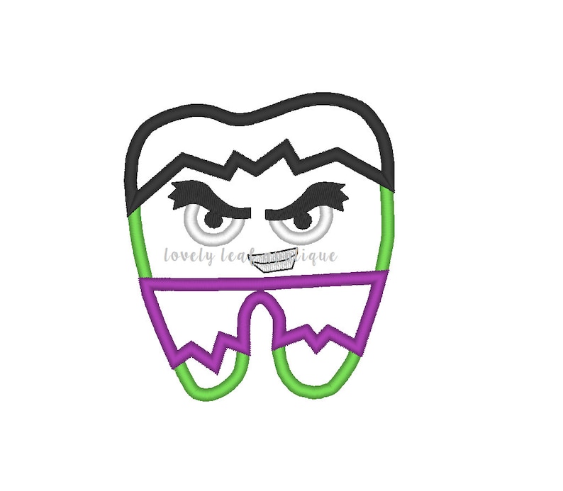 DIGITAL ITEM: Green Super Hero Tooth Applique Design 4x4 and 5x7 - Etsy