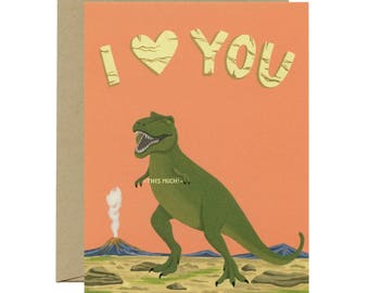 T Rex Love Card - Etsy