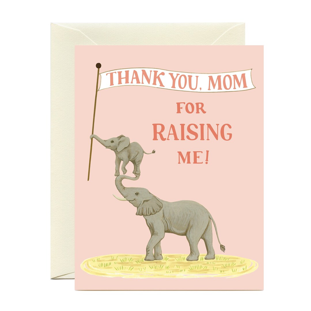 Elephant Mothers Day Card Thank You Mom For Etsy
