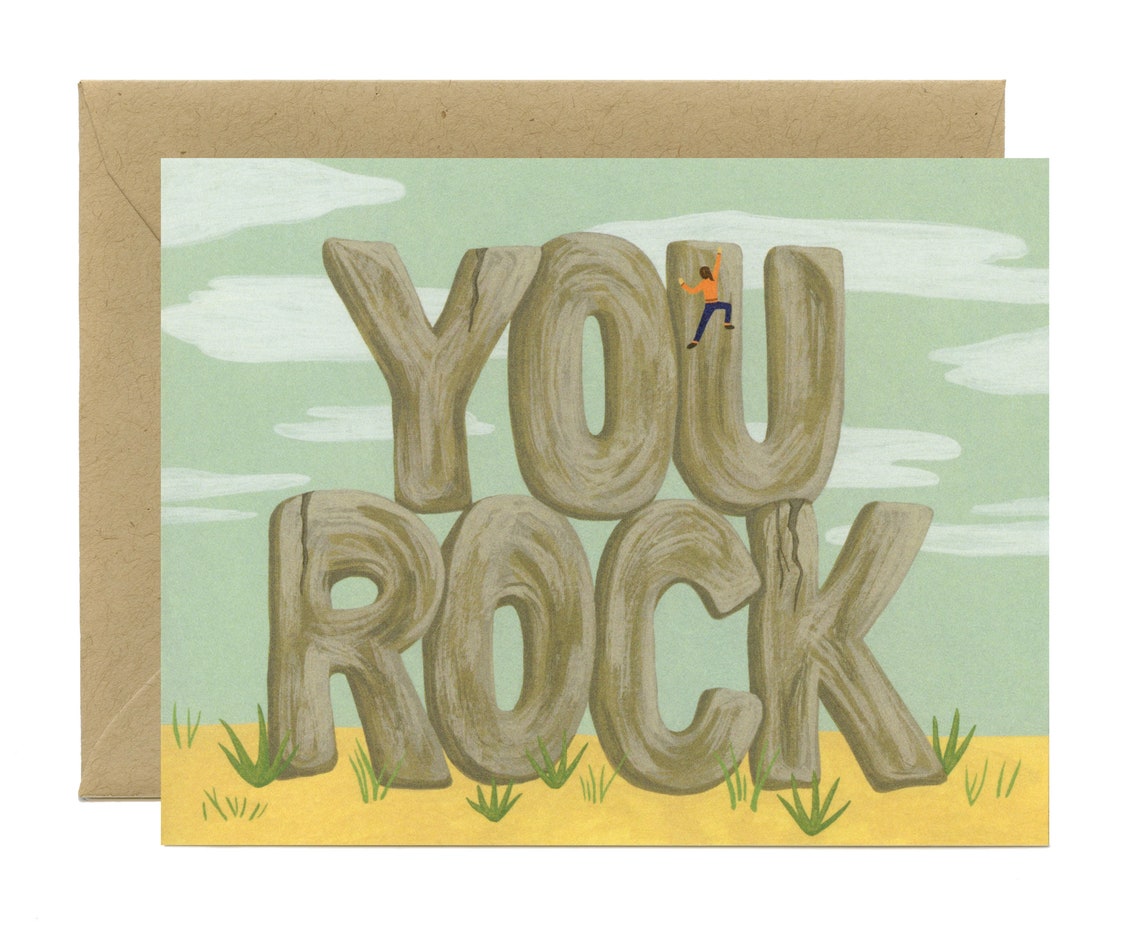 Rock Climber Girl Congrats Card you Rock ID: - Etsy