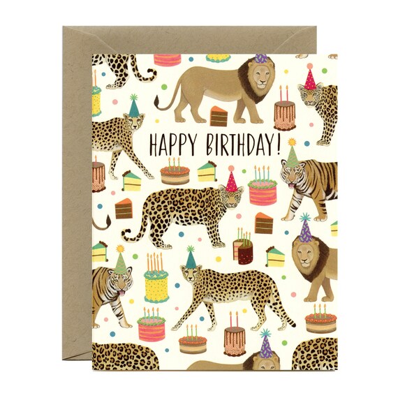 Big Cats Galore Birthday Card happy Birthday - Etsy