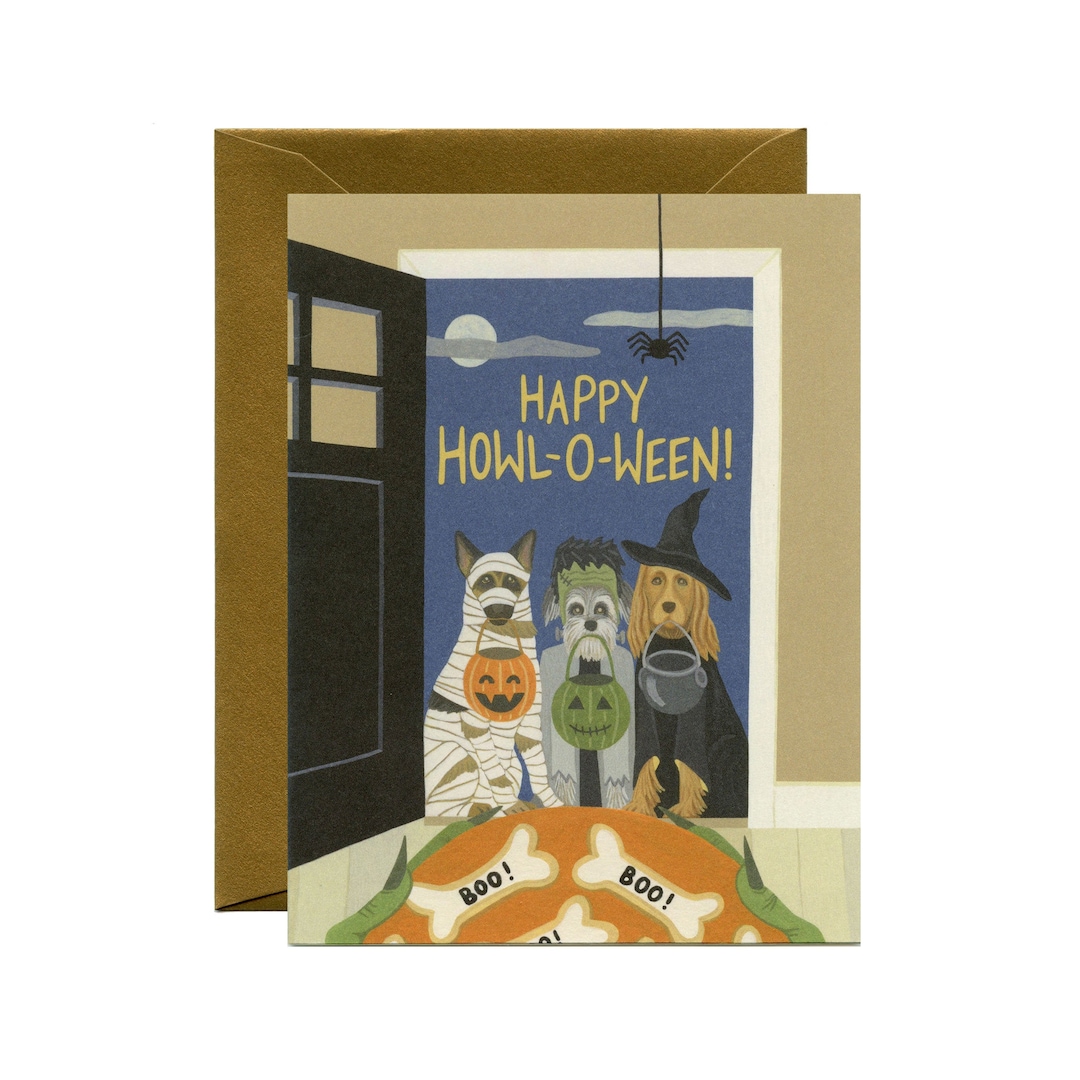 Trick or Treat Dogs - "happy Howl-o-ween!" - ID: BOO188 - Etsy