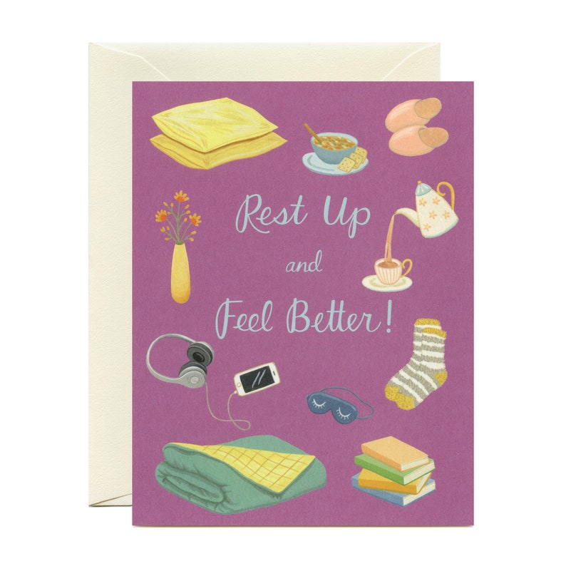 Get Well Sympathy Card - "rest up and Feel Better!" - ID: SYM219 - Etsy